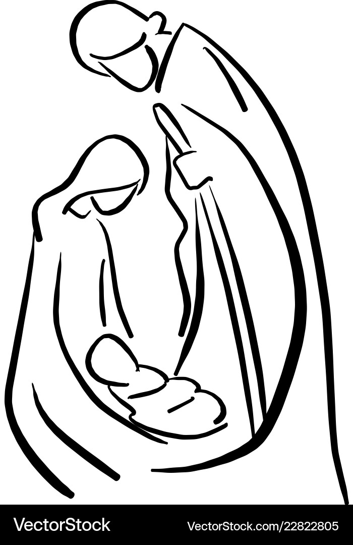 Nativity scene with holy family Royalty Free Vector Image