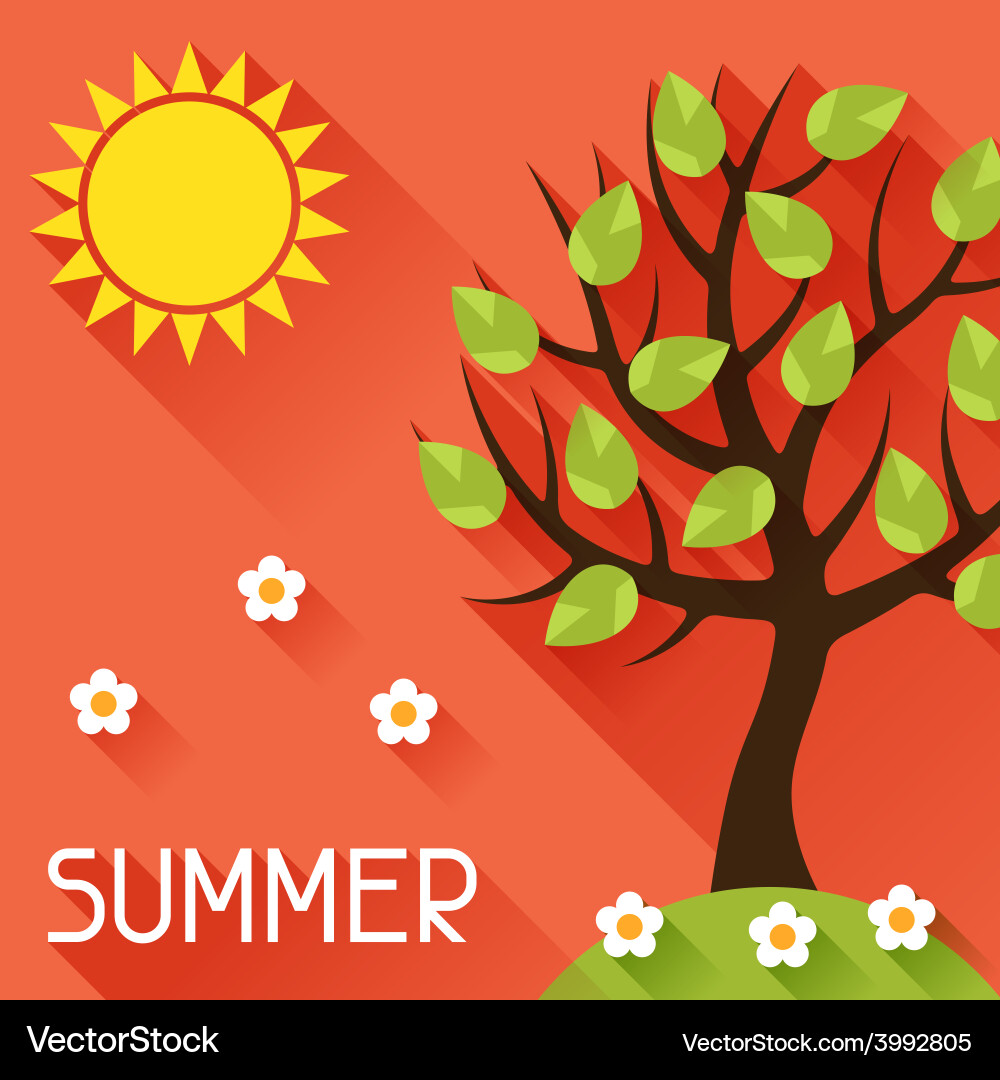 Seasonal with summer tree in flat Royalty Free Vector Image