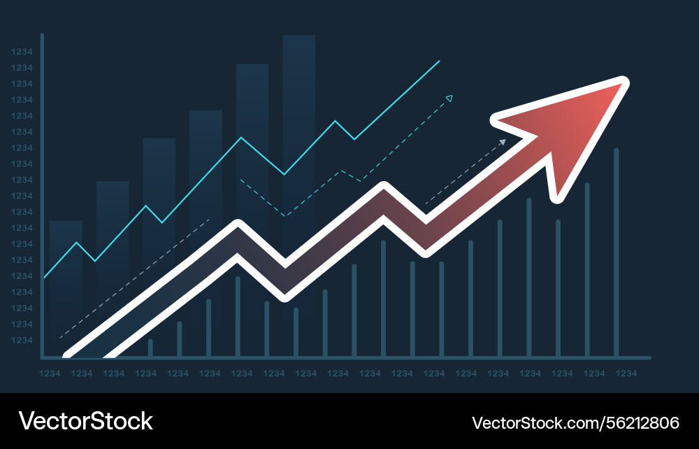 Abstract business growth chart with arrow Vector Image