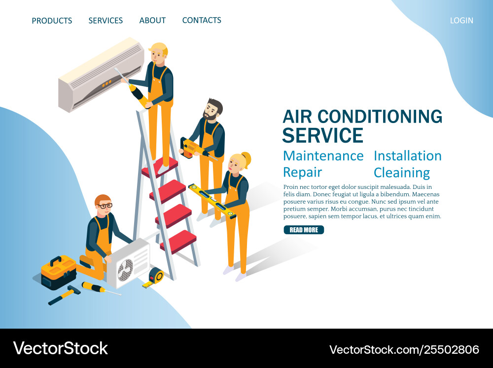 Air conditioning service website landing Vector Image