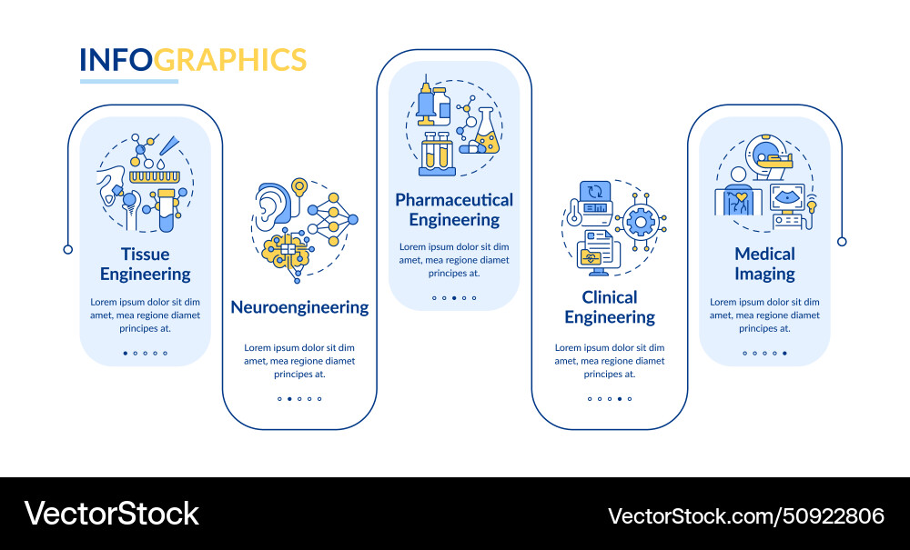 Biomedical engineering blue rectangle infographic Vector Image