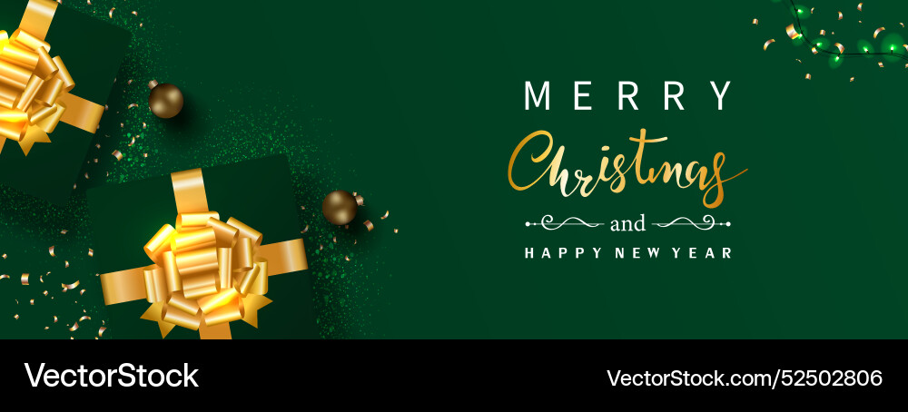 Christmas banner with gift box decorated Vector Image