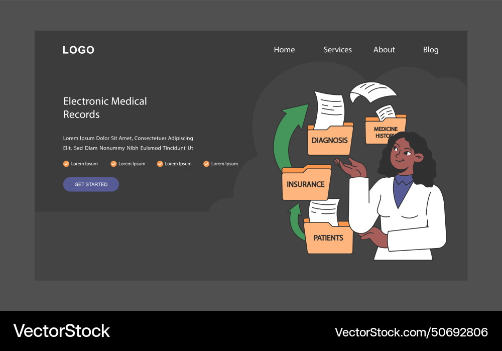 Electronic medical records system concept flat Vector Image