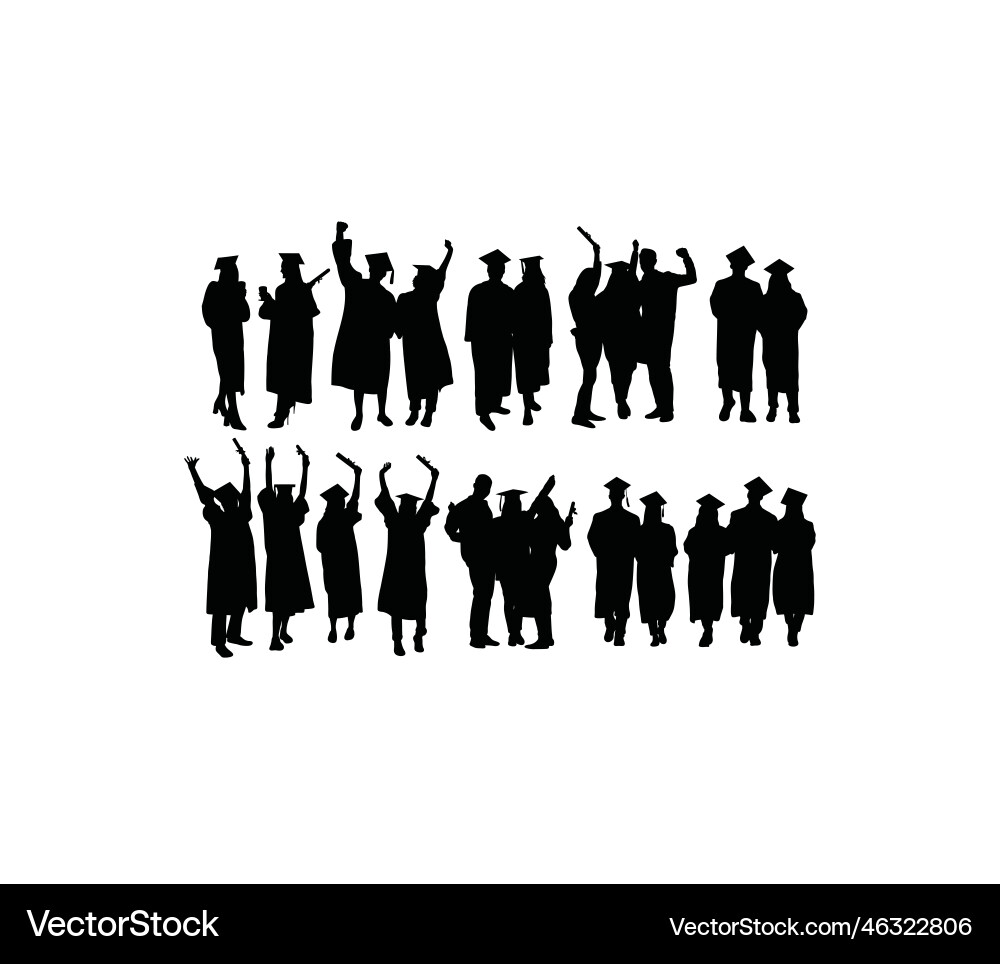 Happy graduation silhouettes Royalty Free Vector Image