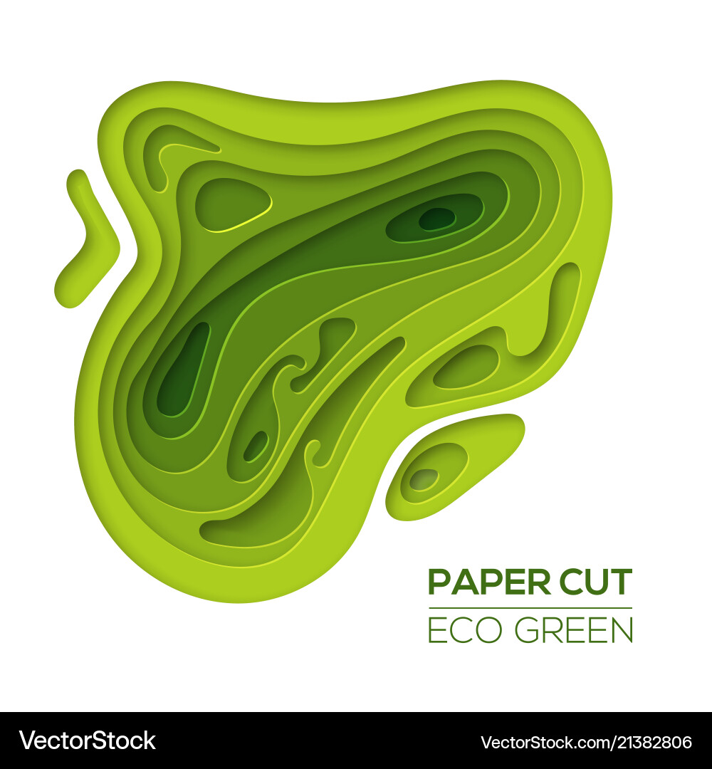 Modern paper cut art design template with waves Vector Image