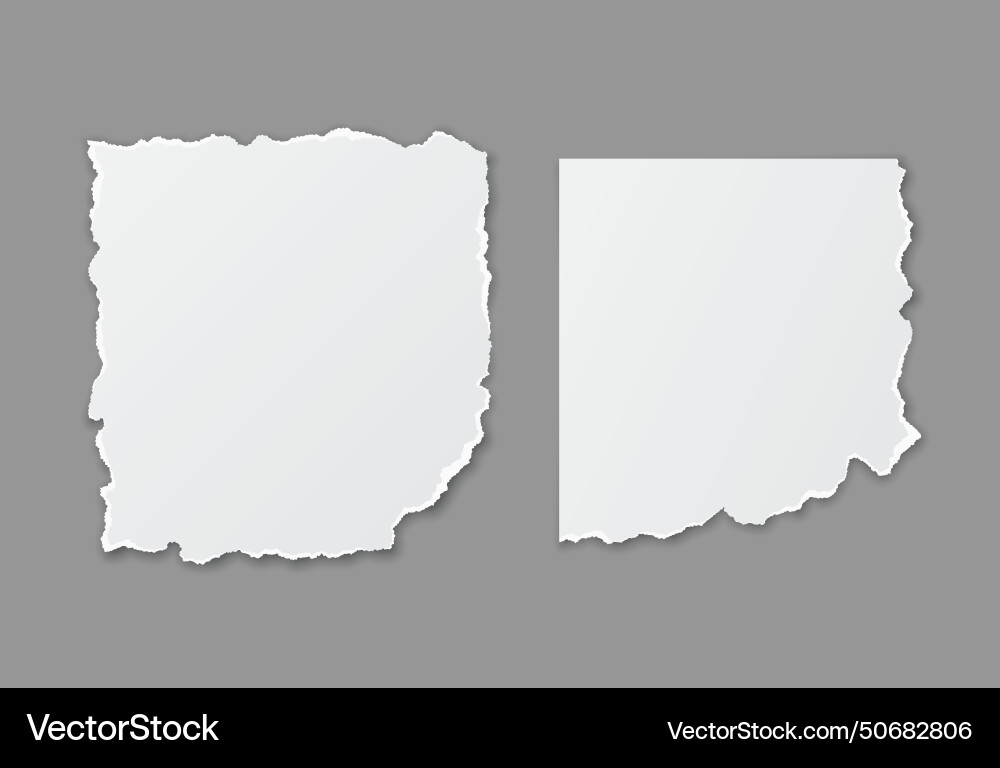 Ripped edged paper sheets realistic set Royalty Free Vector