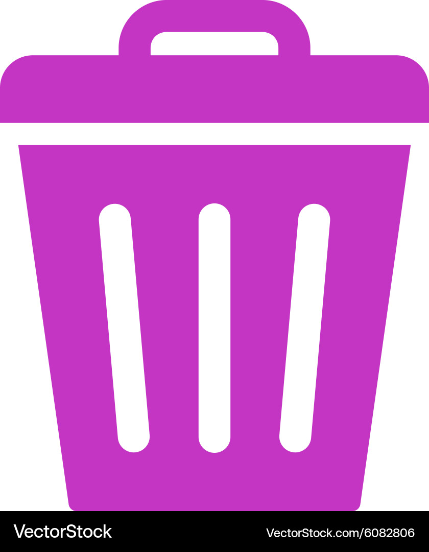 Trash can flat violet color icon Royalty Free Vector Image