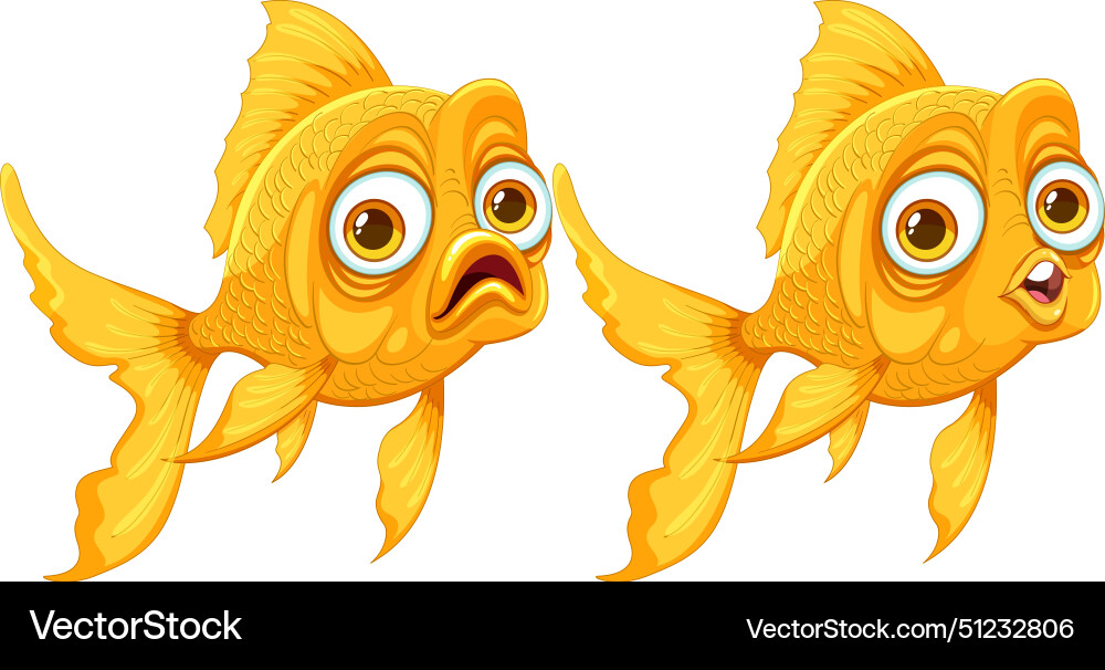 Two cartoon goldfish with vivid expressions Vector Image