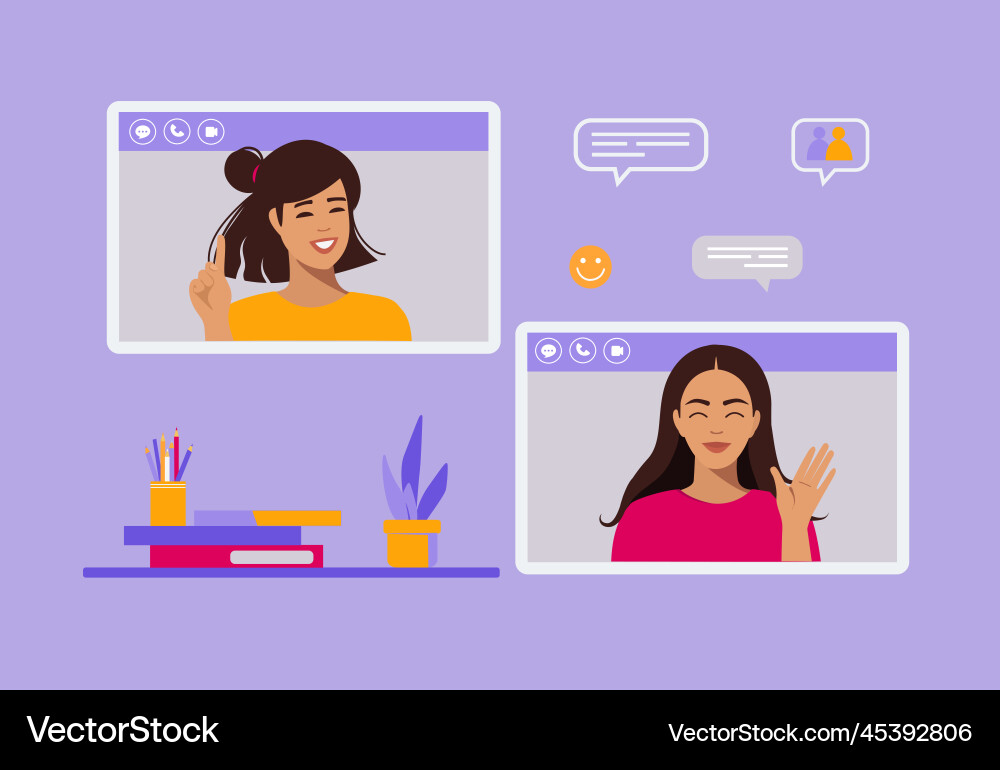 Video call conference Royalty Free Vector Image