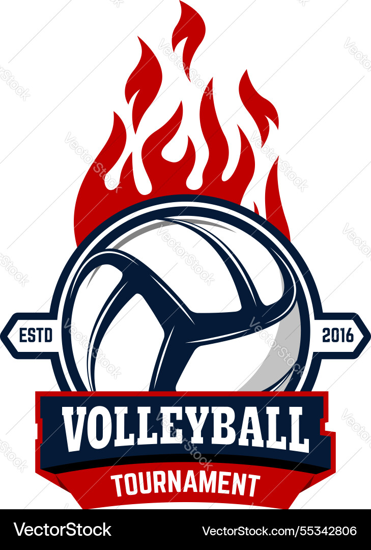 Volleyball tournament label template Royalty Free Vector