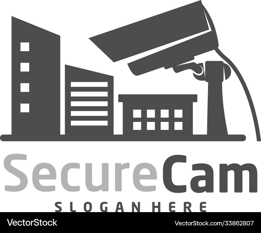 Cctv camera with city logo design template Vector Image