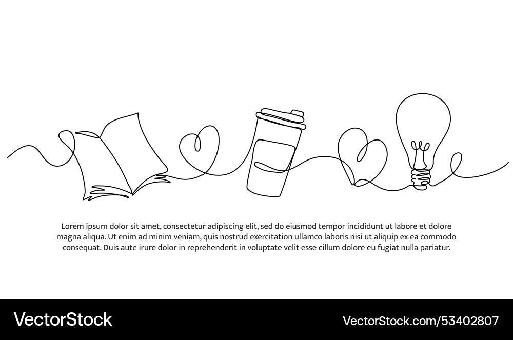 Continuous one line design of education Royalty Free Vector