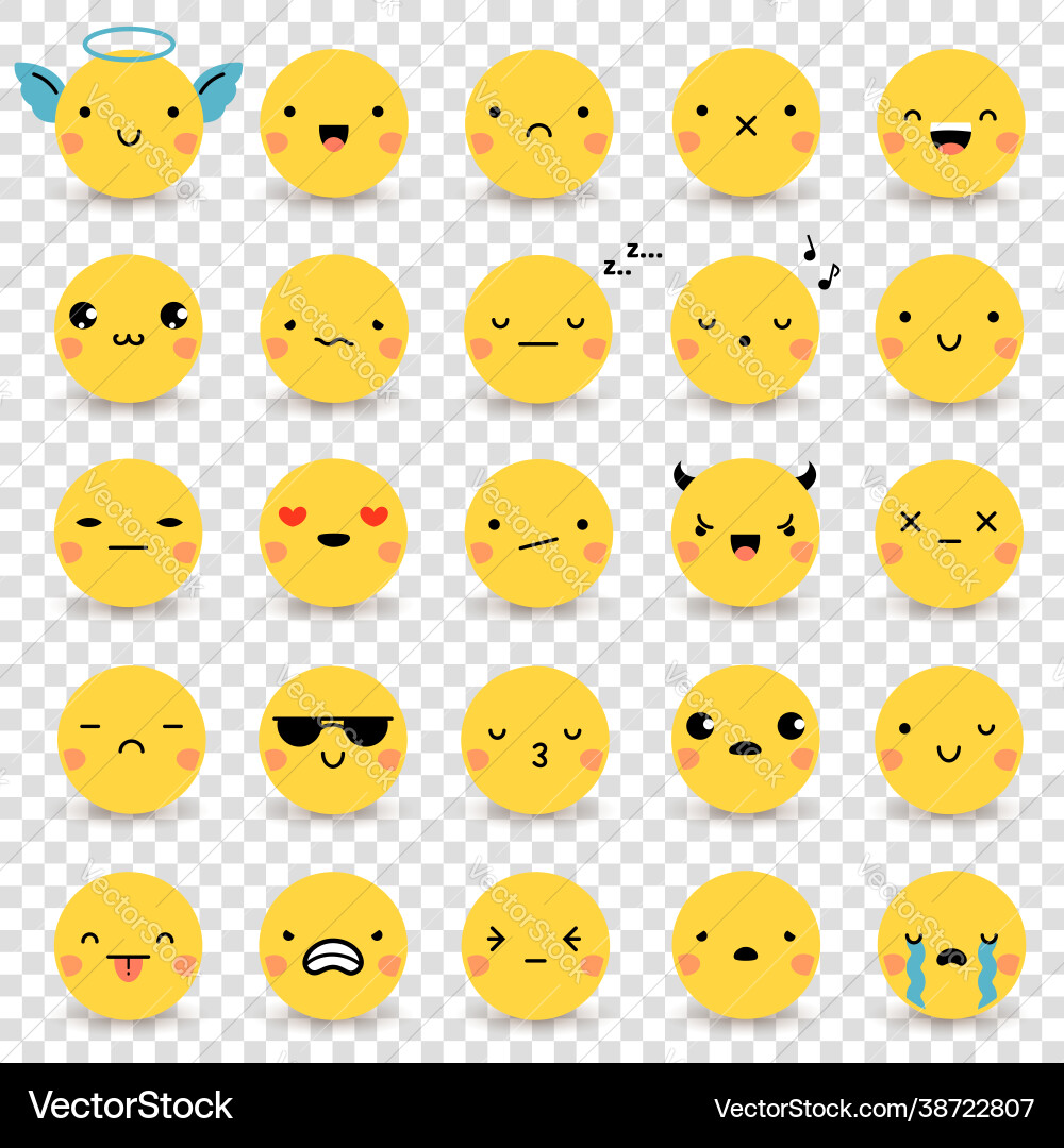 Emoticons transparent set Royalty Free Vector Image