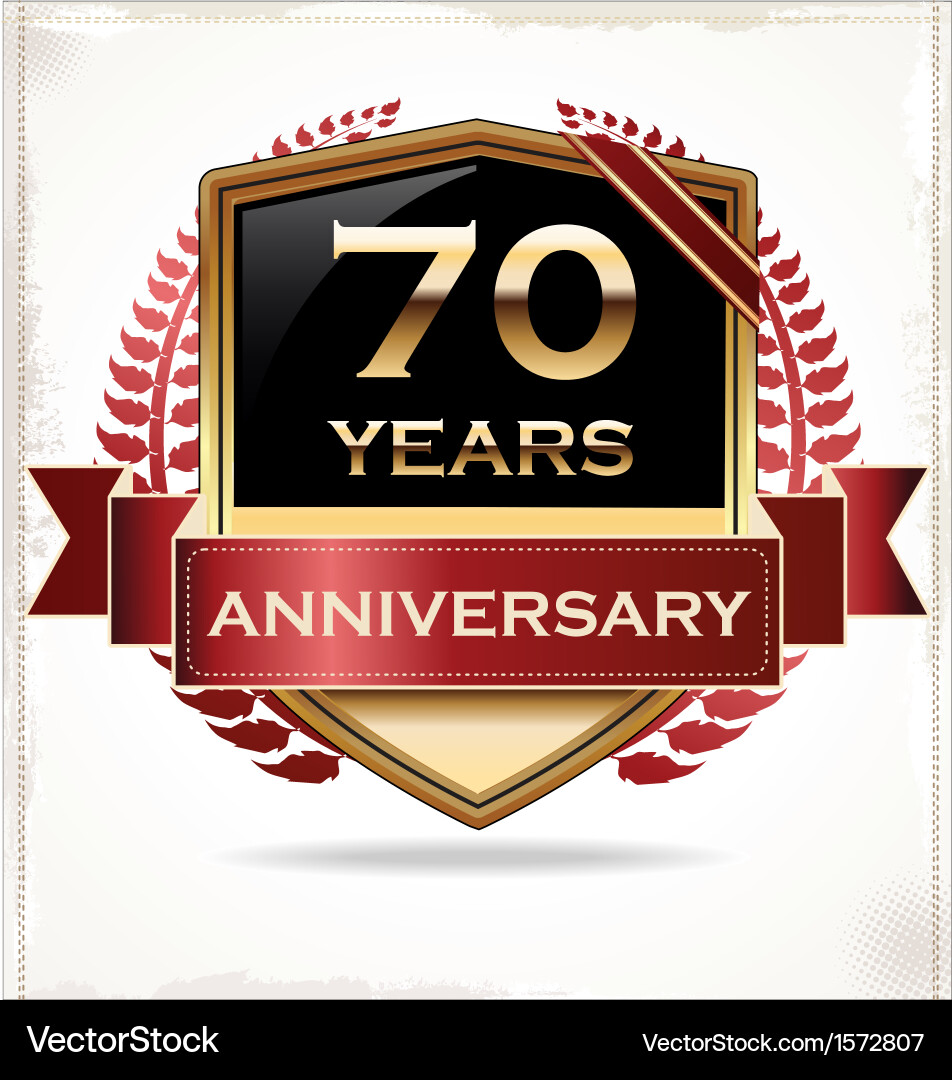 Golden 70th Anniversary Celebration Royalty Free Vector