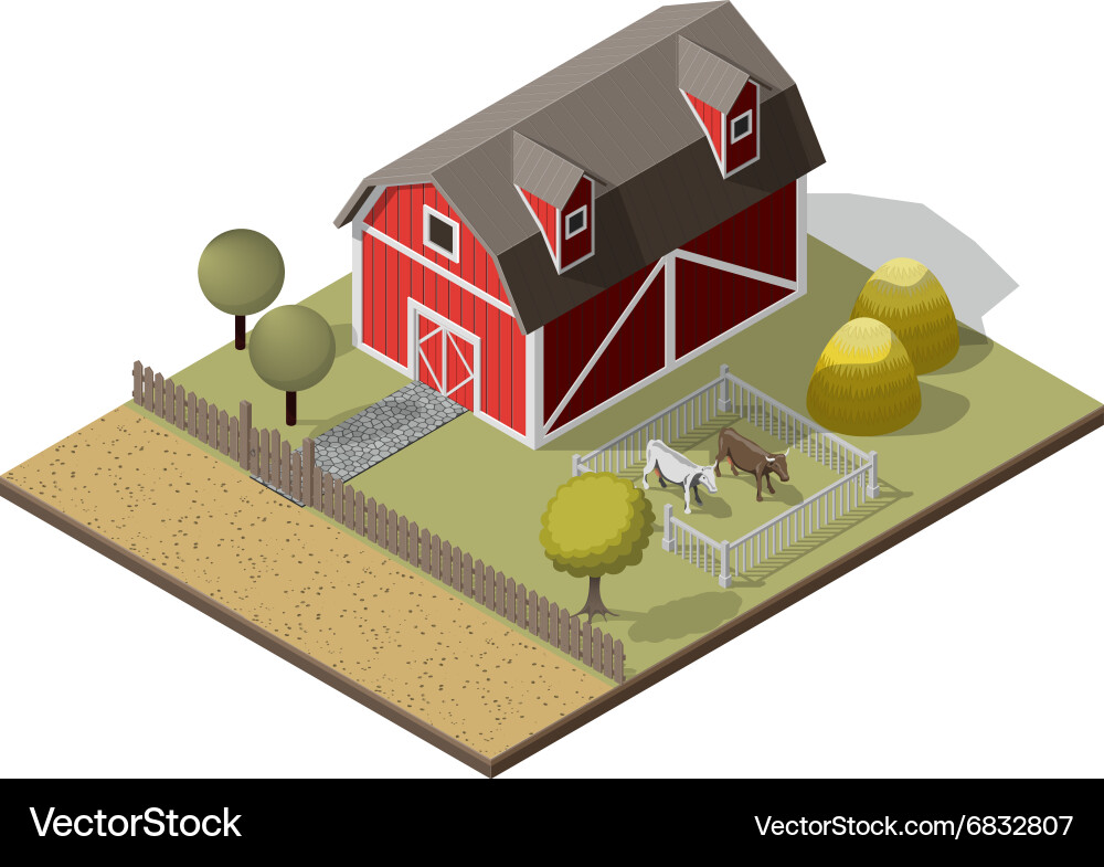 Isometric Farm Barn Scene Royalty Free Vector Image
