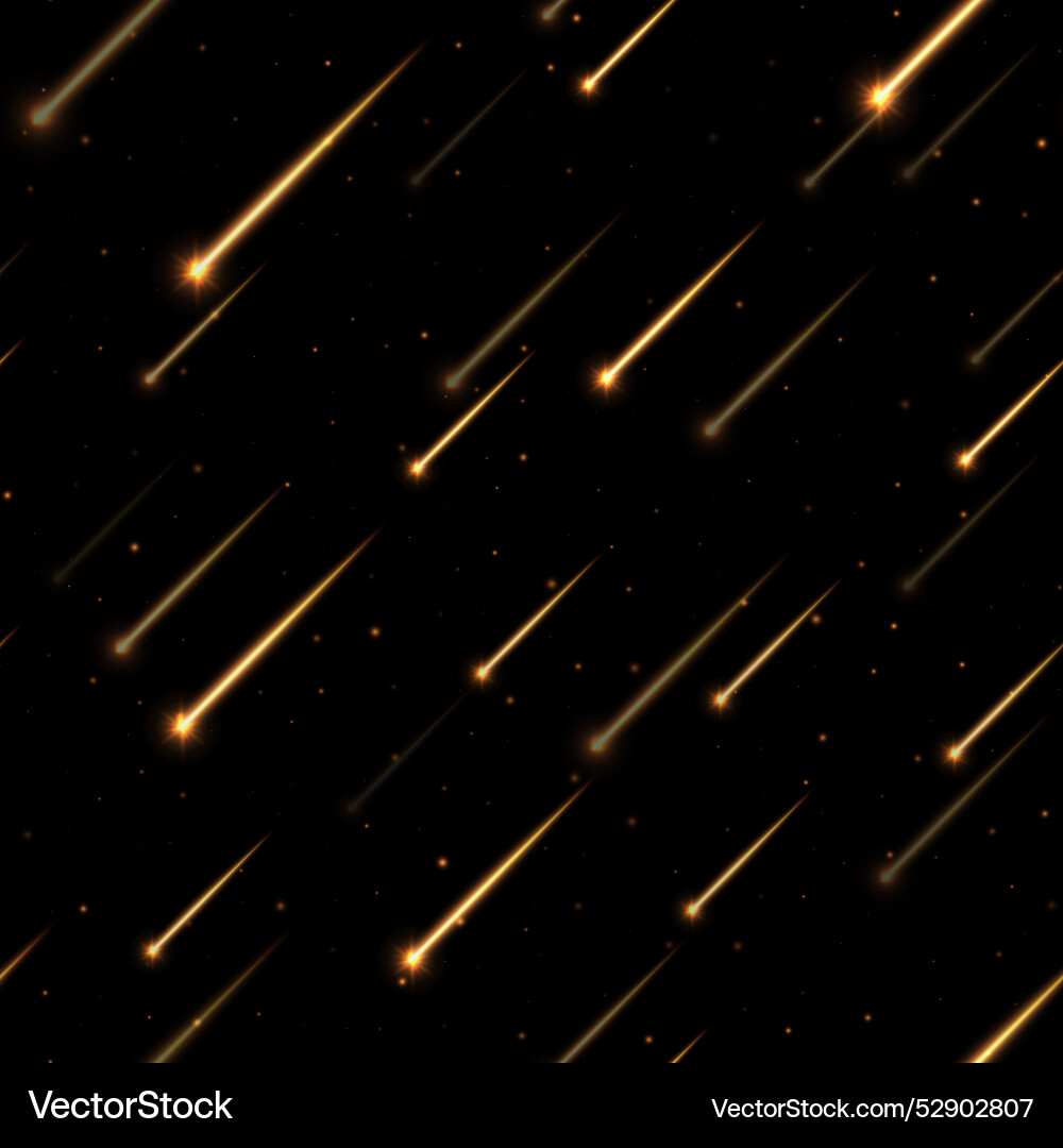 Meteor rain seamless pattern shooting stars Vector Image