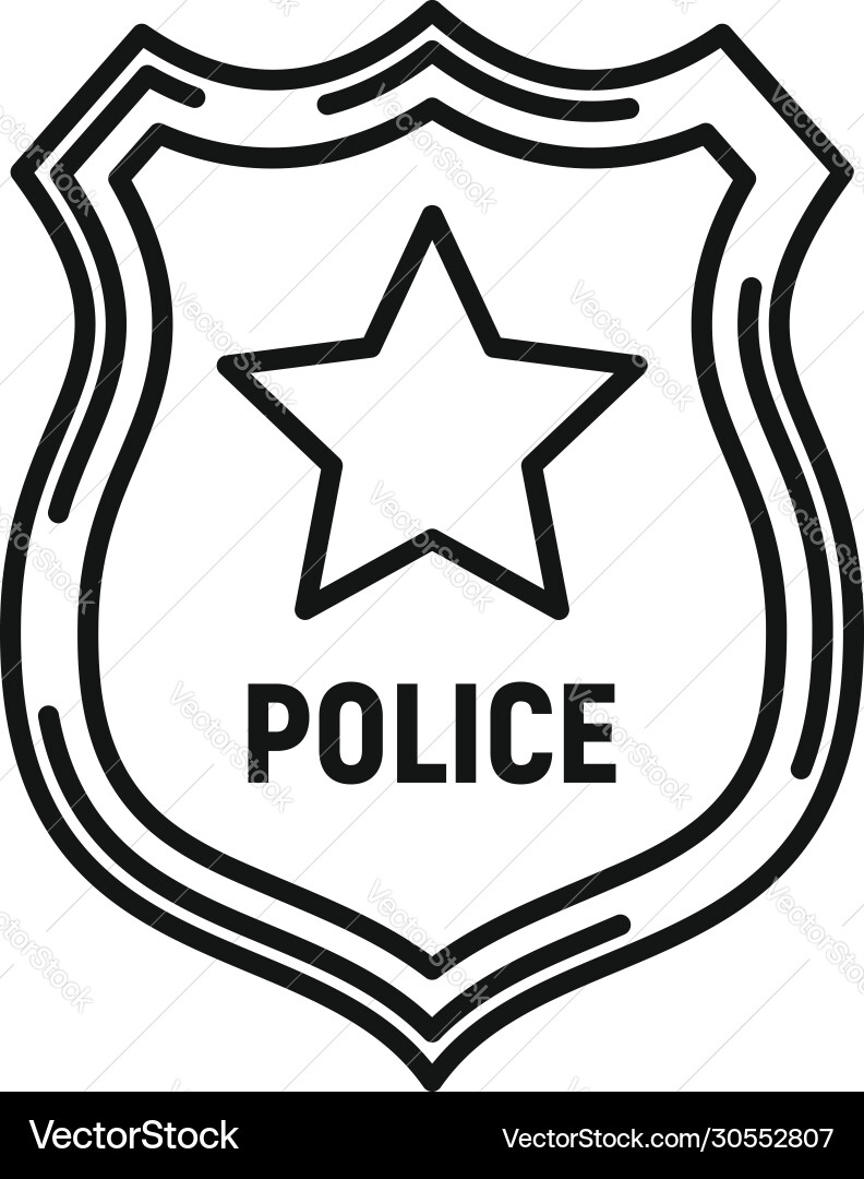 Police badge icon outline style Royalty Free Vector Image
