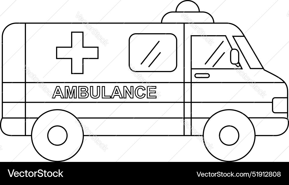 Ambulance car emergency transportation outline Vector Image
