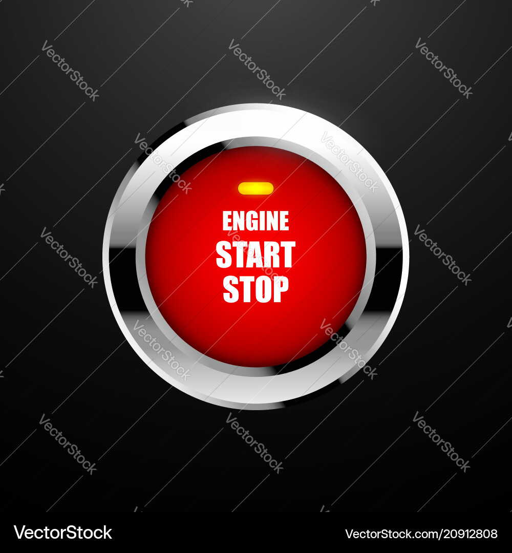 Car Start Button - Red & Chrome Royalty Free Vector