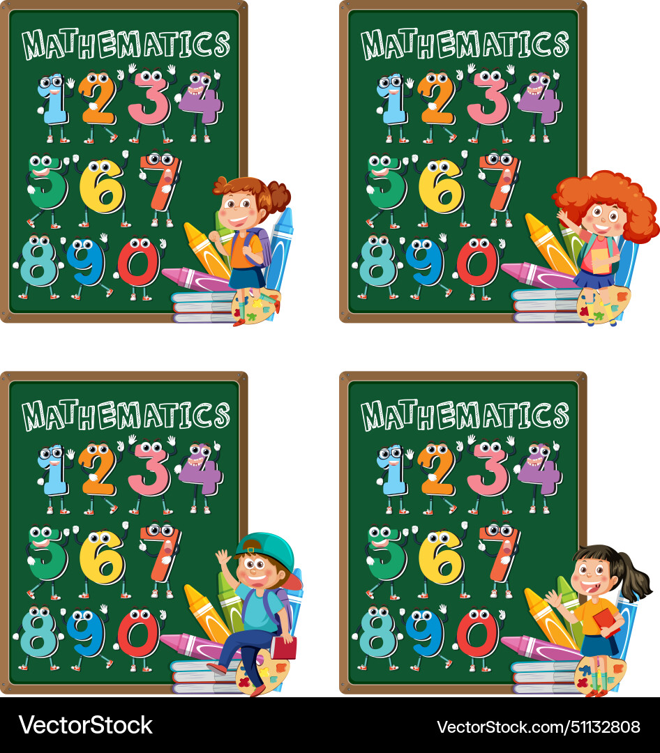 Colorful educational boards with children Vector Image