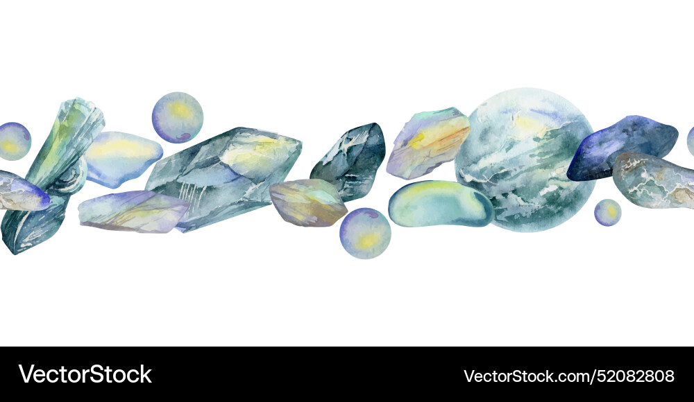 Hand drawn watercolor precious jewel gem crystal Vector Image