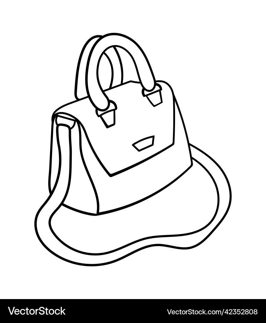Handbag purse doodle outline Royalty Free Vector Image