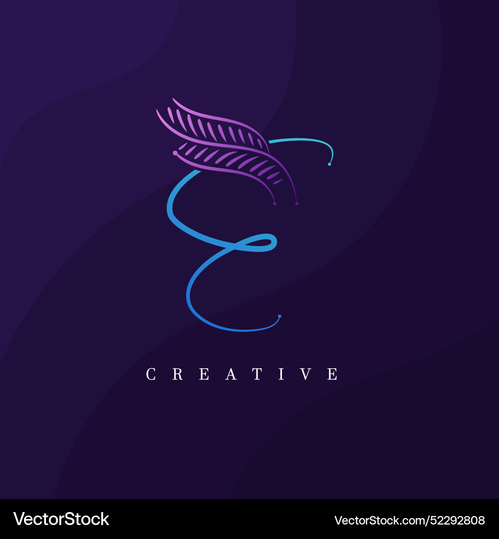 Letter e leaf logo for beauty fashion Royalty Free Vector