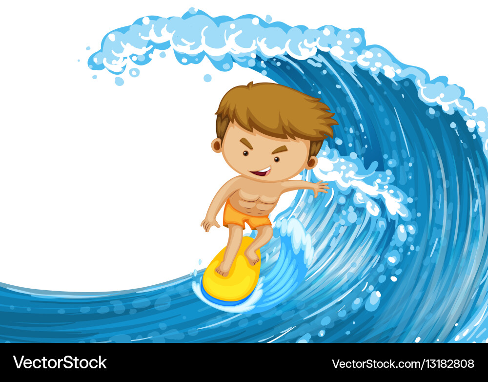 Man surfing on the big wave Royalty Free Vector Image