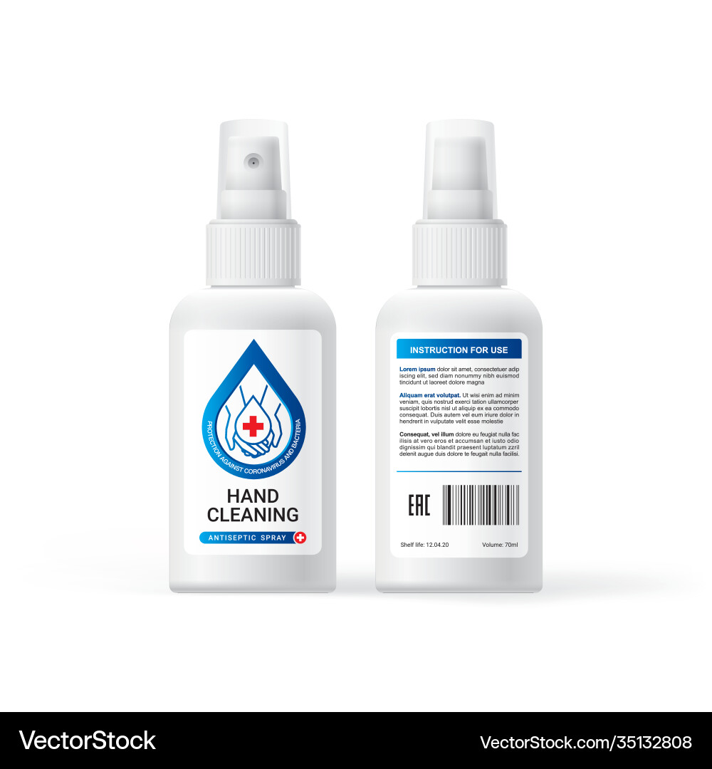 Medical spray label design Royalty Free Vector Image