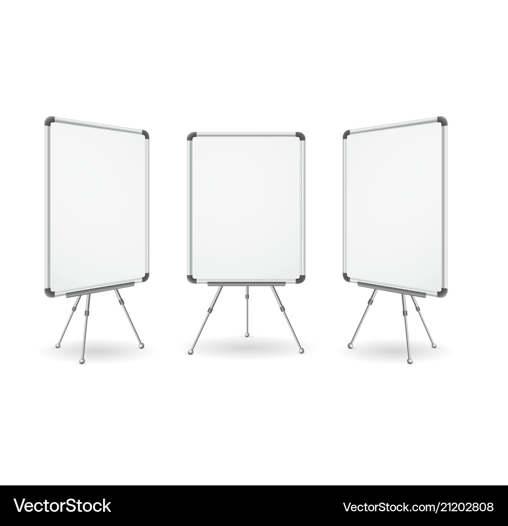 Realistic detailed 3d white board set Royalty Free Vector