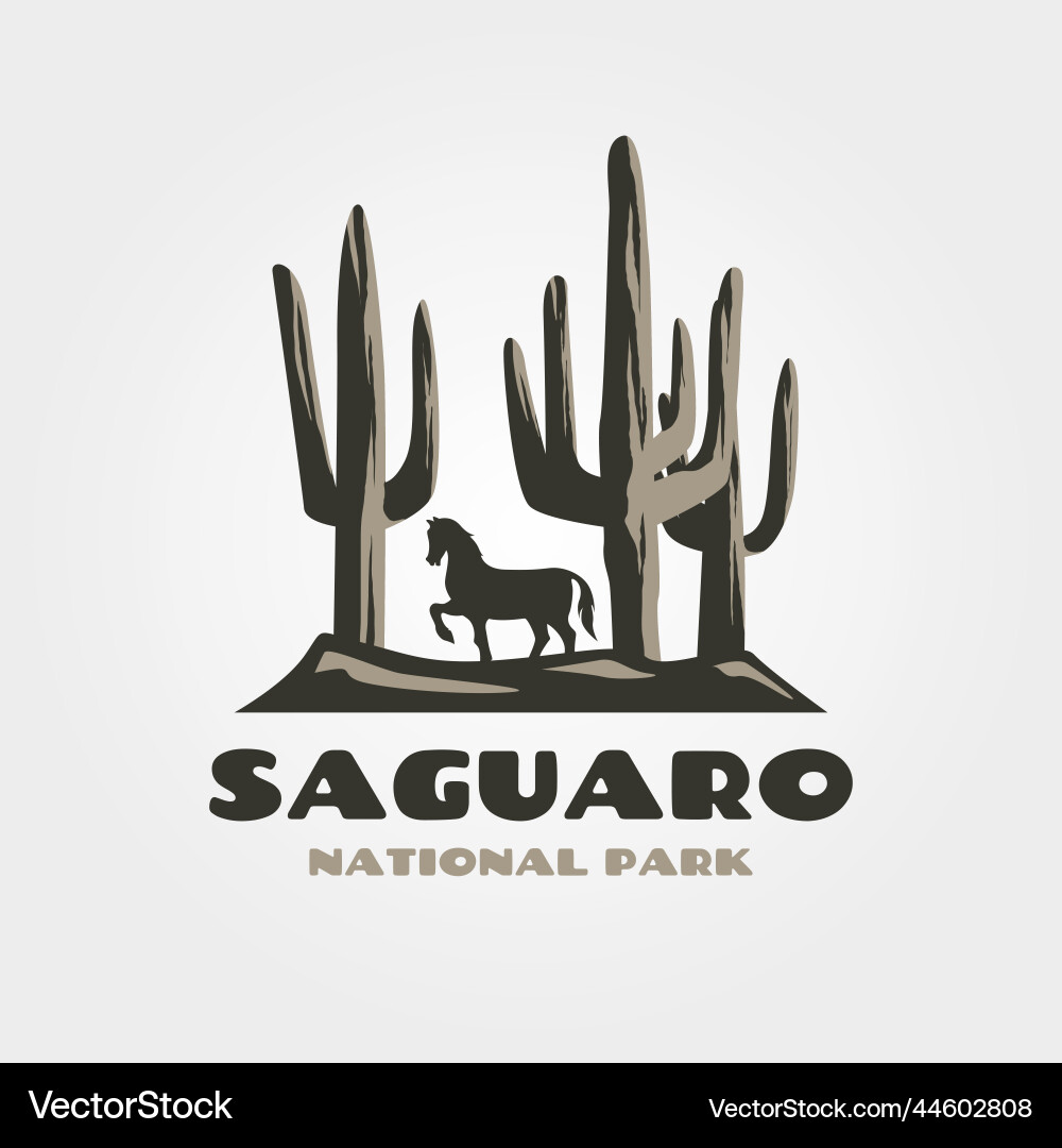 Saguaro vintage logo symbol design Royalty Free Vector Image