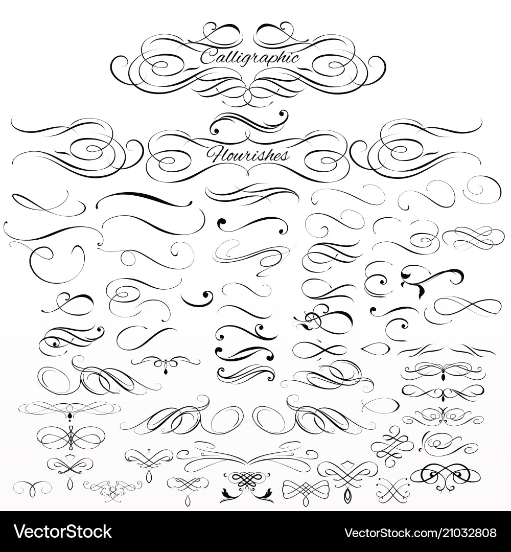 Set of calligraphic elements and page decorations Vector Image