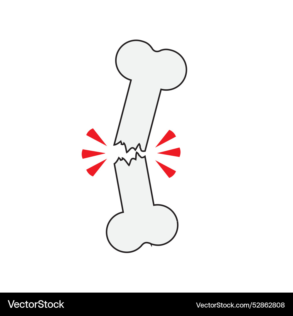 Simple broken bone line icon Royalty Free Vector Image