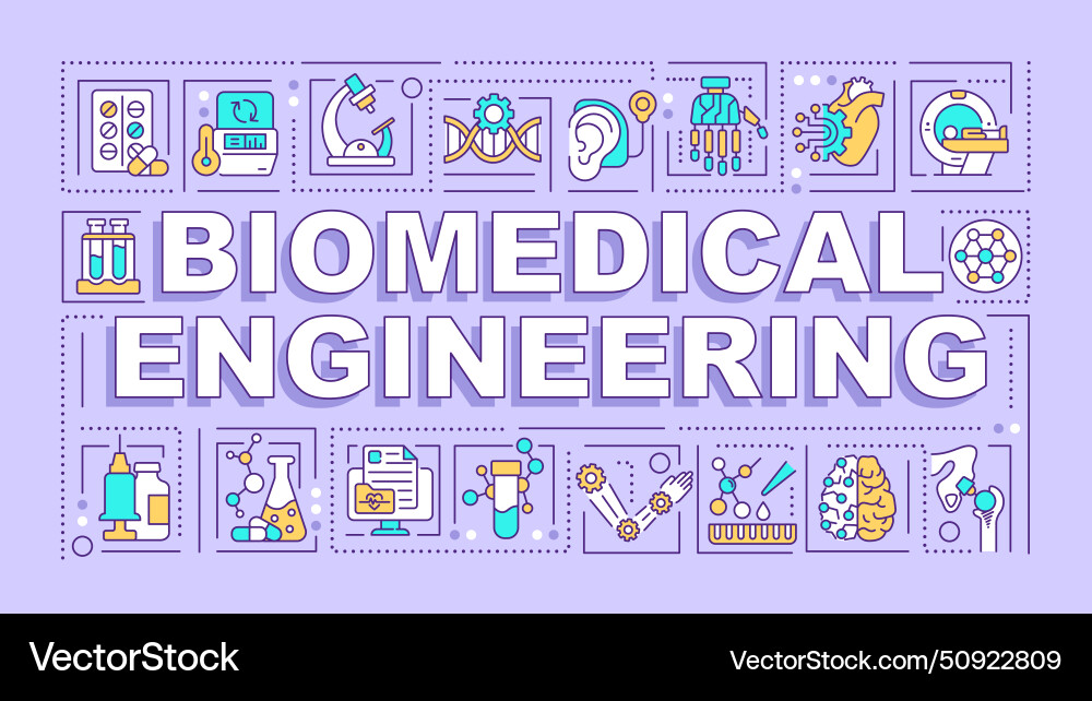 Biomedical engineering purple word concept Vector Image