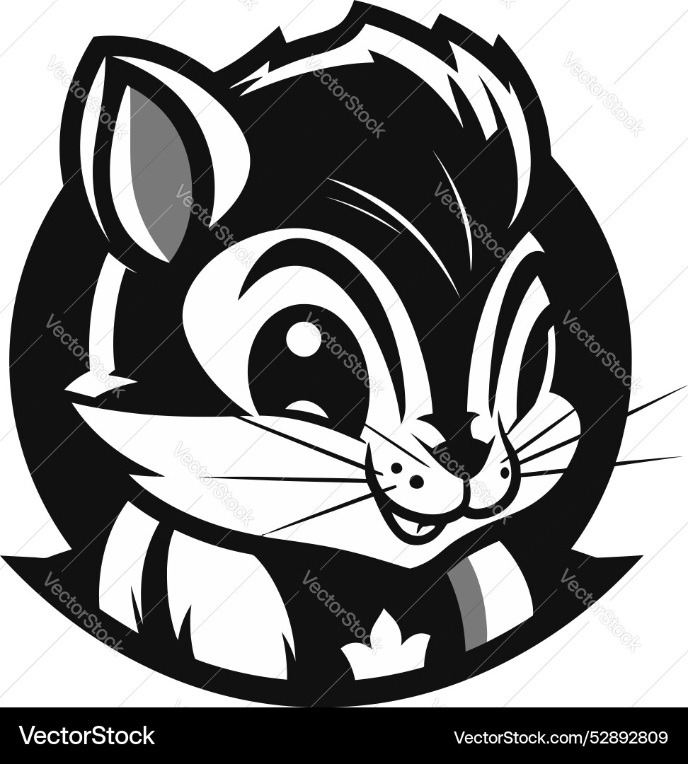 Chipmunk burrow animal logo icon black Royalty Free Vector