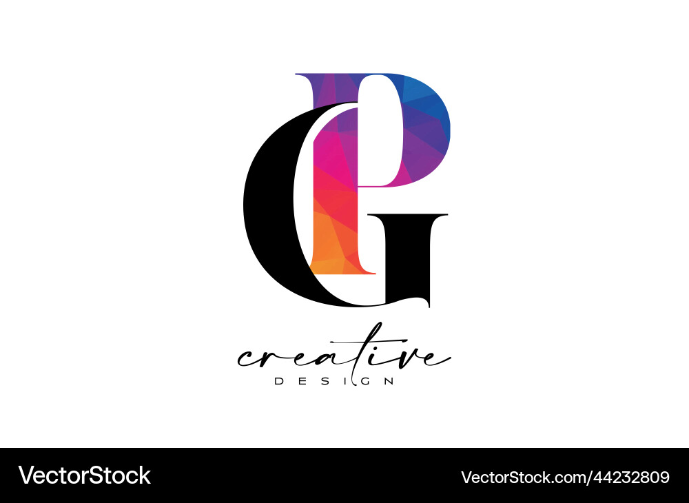 Gp letter design with creative cut and colorful Vector Image