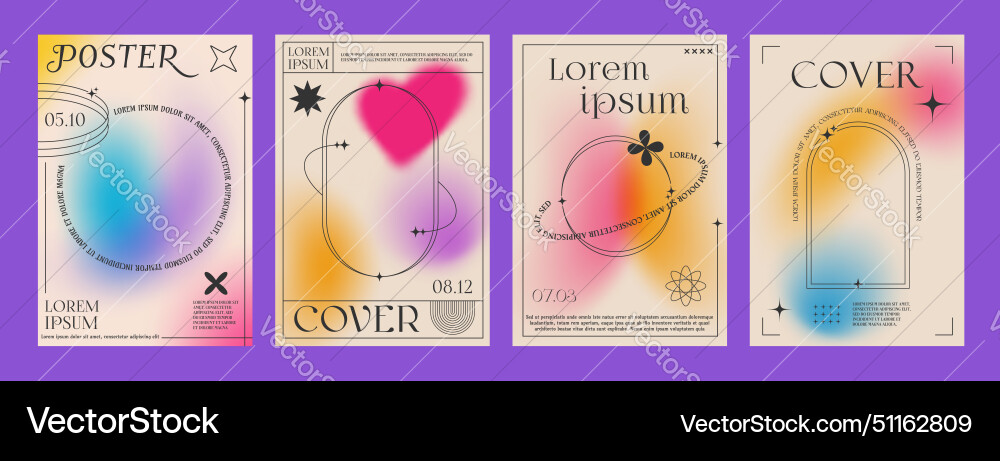 Gradient Brutal Y2k Posters With Aesthetic Frames Royalty Free Vector