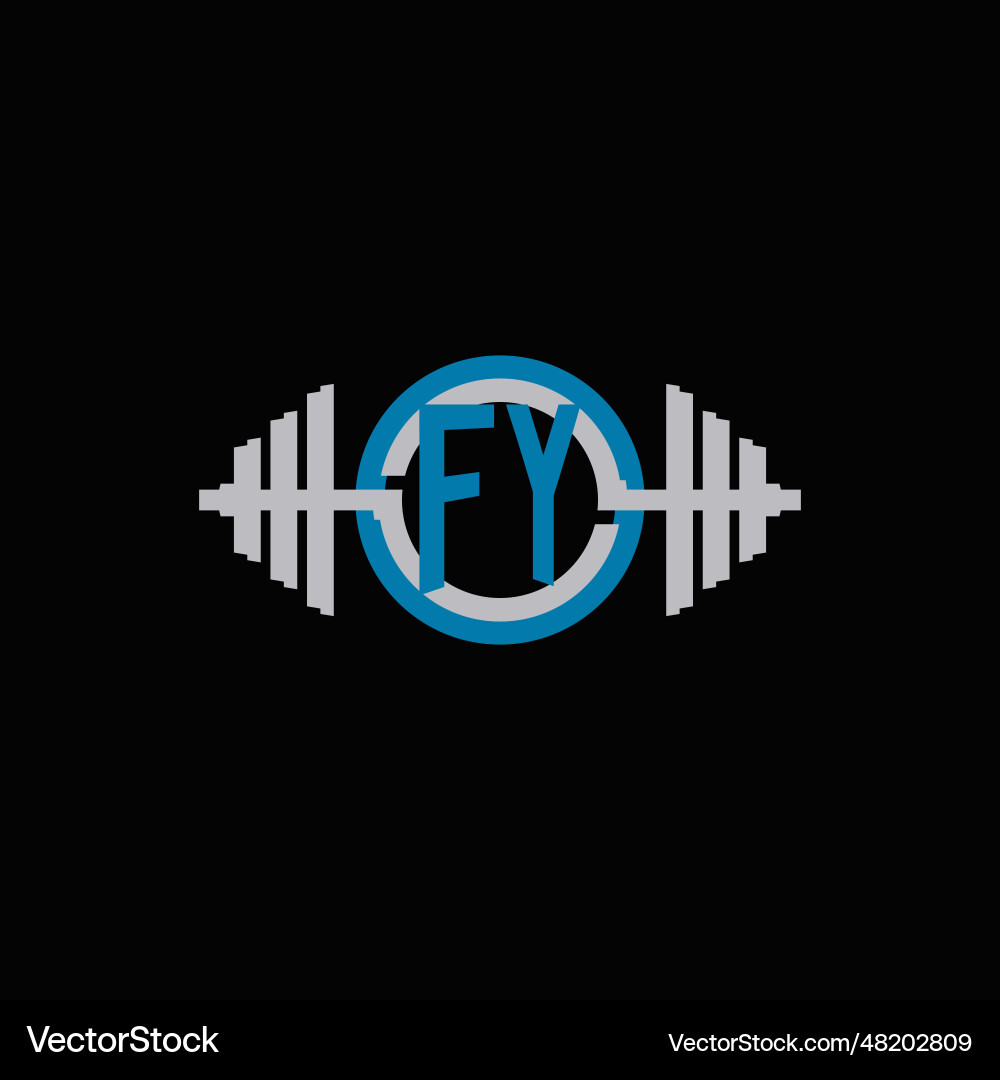 Initial fy logo design with geometric dumbbell Vector Image