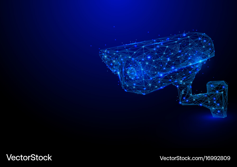 Low polygon cctv security camera wireframe mesh Vector Image