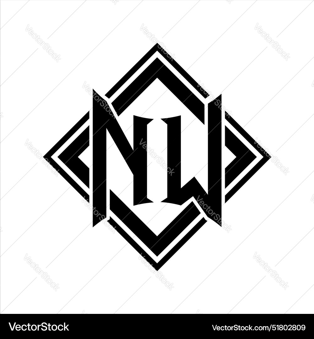 Nw letter logo with abstract shield shape Vector Image