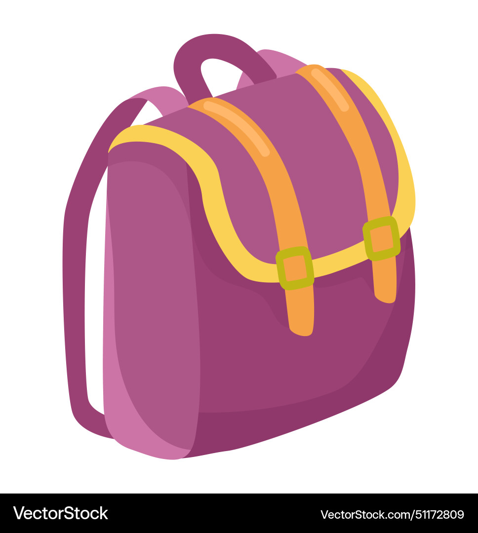 School backpack in flat design purple schoolbag Vector Image
