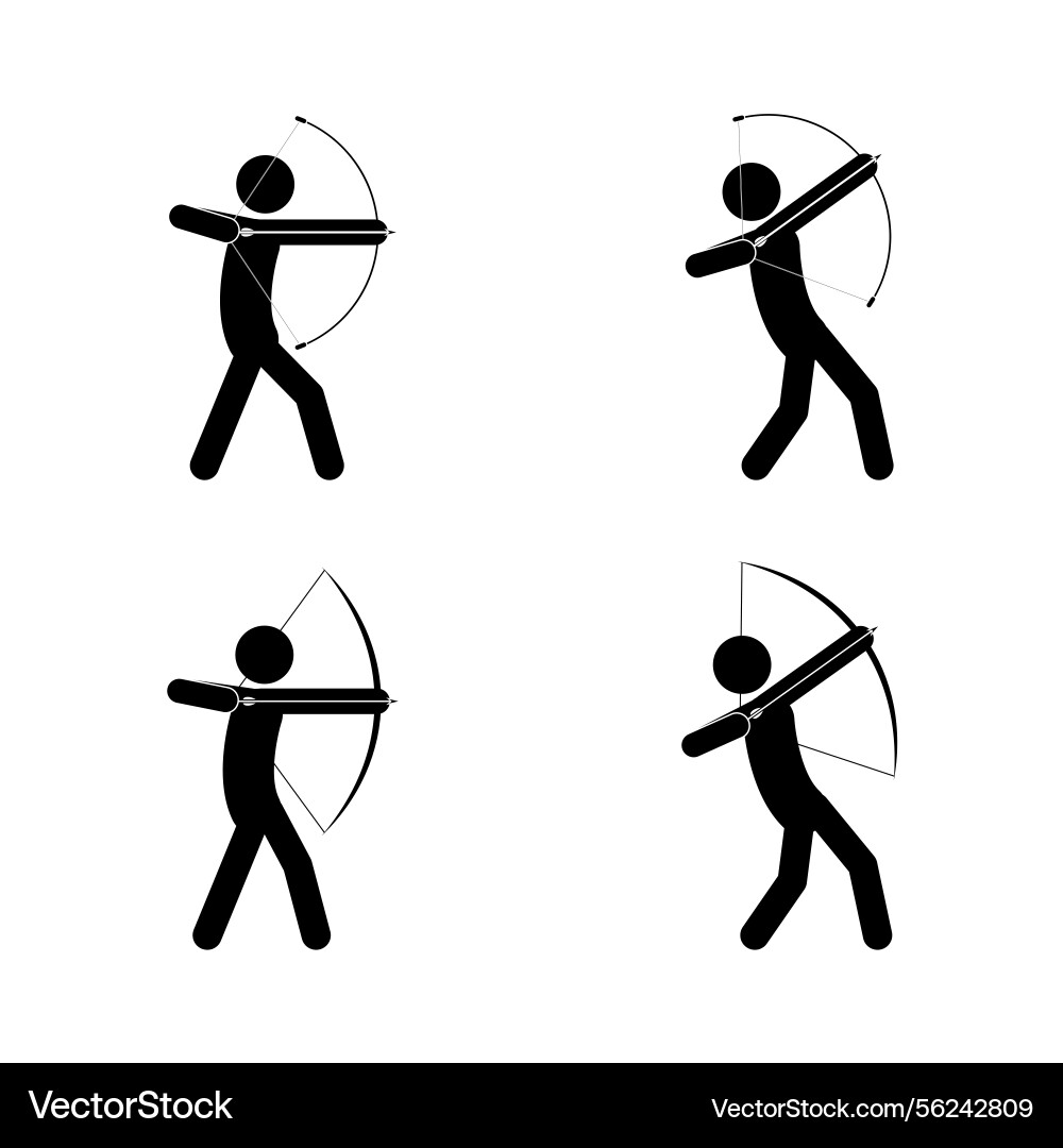 Set of stick figures archery flat Royalty Free Vector Image