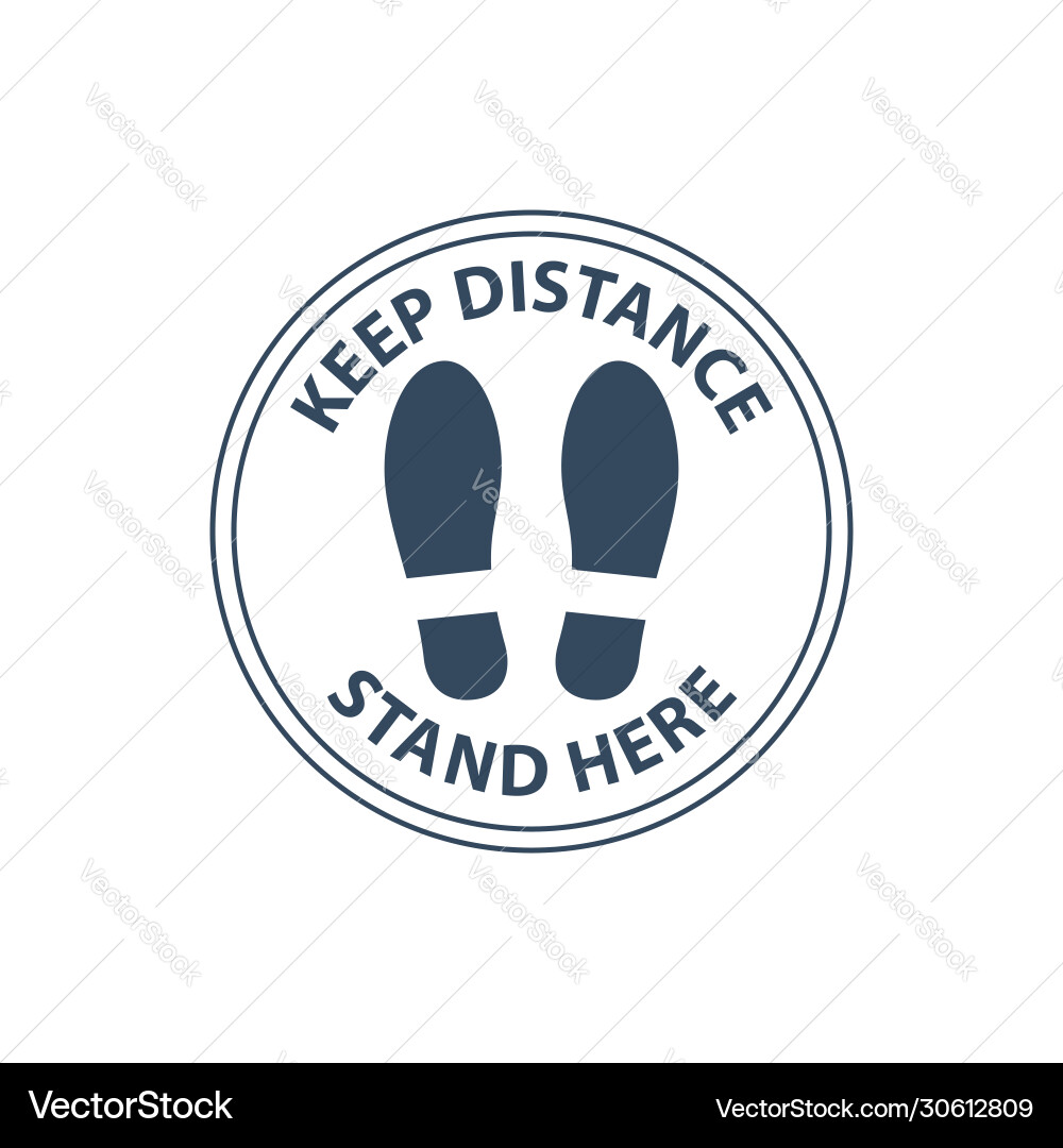 Steps on floor in circle keep distance line Vector Image