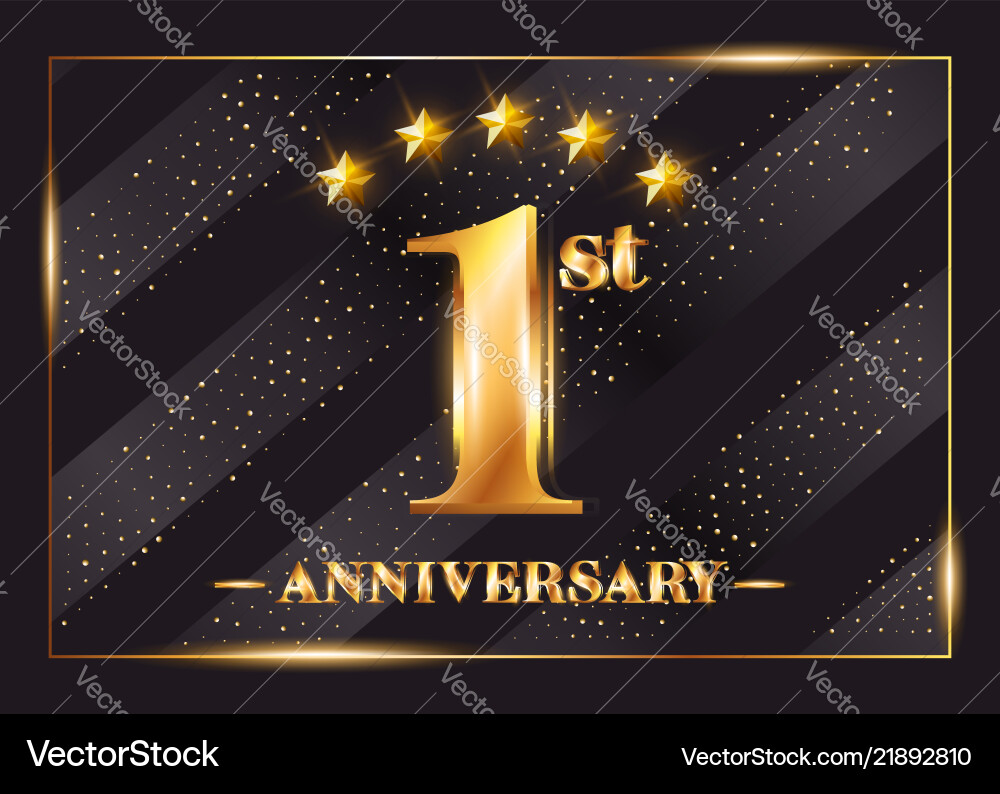 1 year anniversary celebration logo 1st Royalty Free Vector