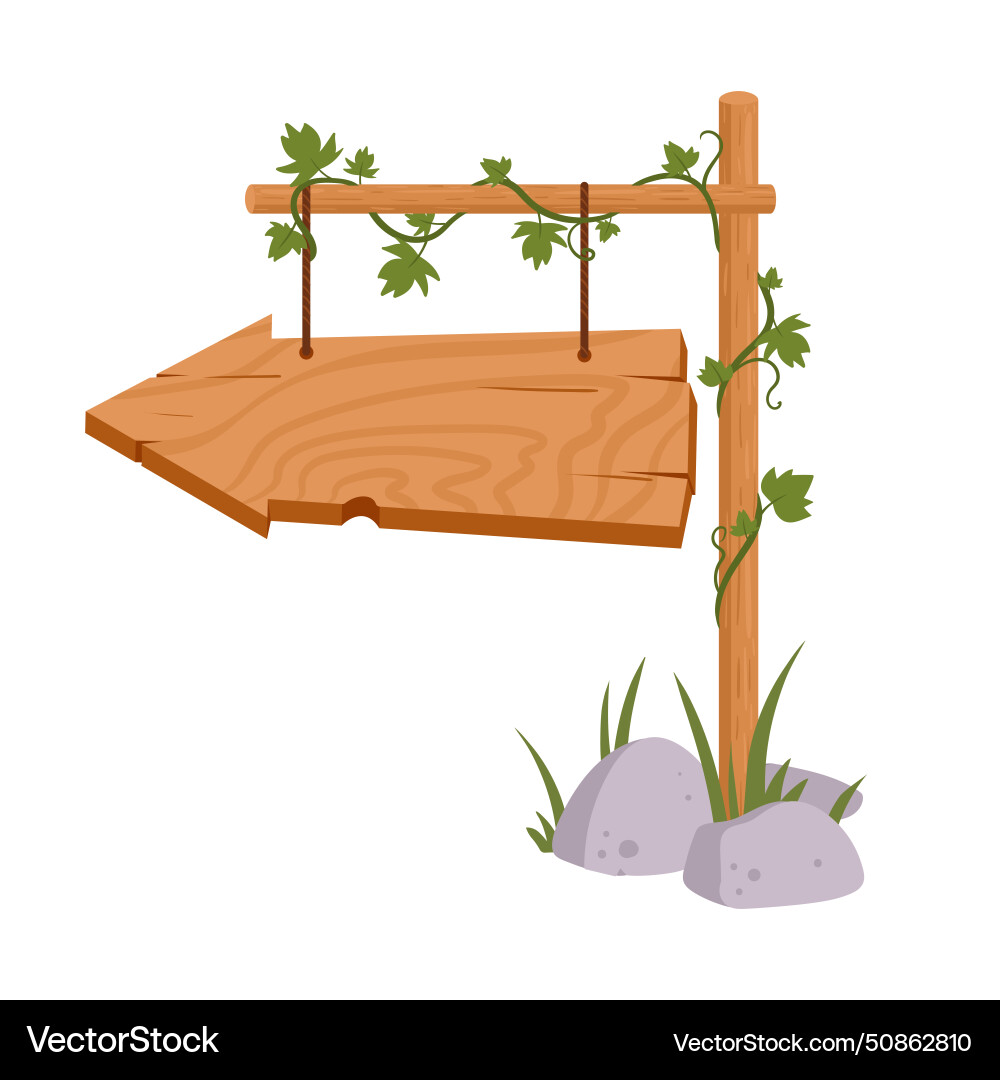 Arrow sign board wooden pathfinding Royalty Free Vector