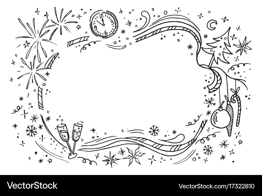 Cartoon doodles hand drawn new year Royalty Free Vector