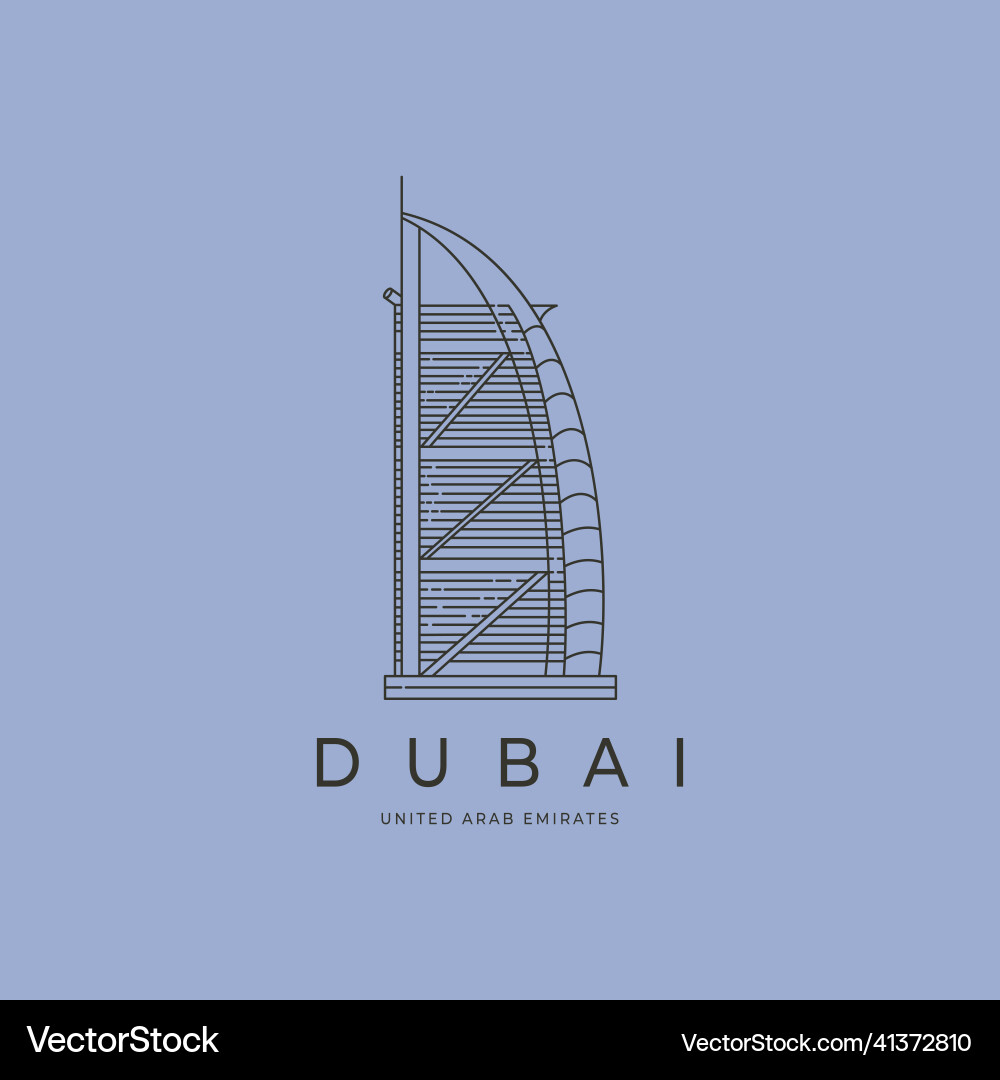 Dubai uni emirates arab tower logo line symbol Vector Image