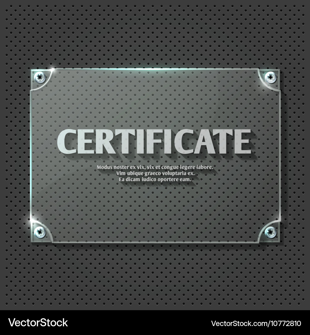 Glass Plate Certificate Mockup Royalty Free Vector Image