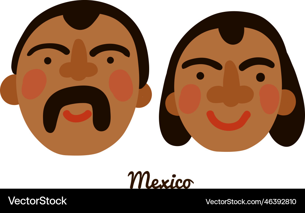 Human faces from mexico Royalty Free Vector Image
