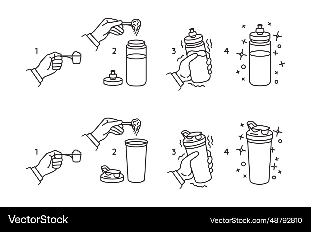 Protein Shake Mixing Icons Royalty Free Vector Image